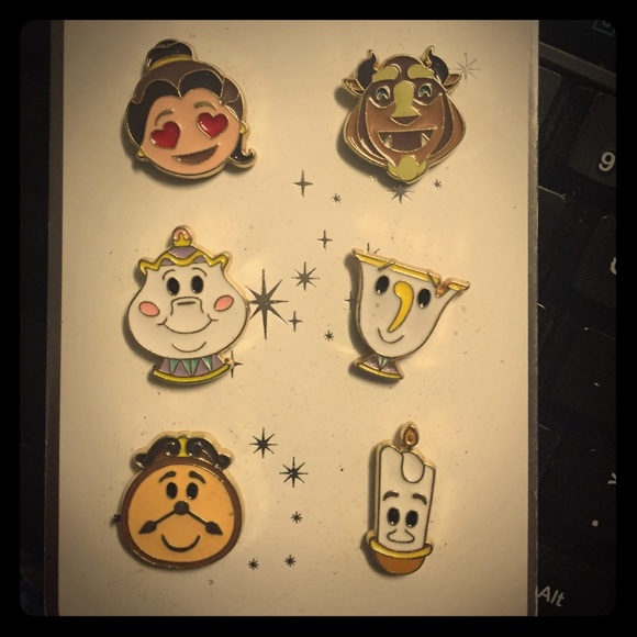 Disney | Other | Disney Primark Beauty And The Beast Emoji Pin Set ...